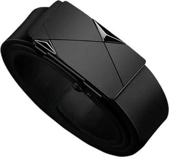 Generic Ceintures en cuir pour homme avec boucle automatique en peau de vache, ceinture noire pour hommes, ceinture de jeans grande taille, Couleur 1, 120 cm