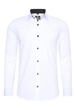 Rusty Neal Chemise pour homme - Coupe ajustée - Manches longues - Stretch - Contraste - Chemise daffaires - Chemise décontractée, blanc/noir, XXXXXL