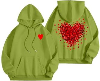 Generic Sweat &agrave; capuche &agrave; manches longues pour la Saint-Valentin 2026 pour femmes (4), Vert, XXL