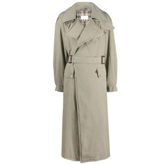 Maison Margiela Homme, Manteaux, Vert, Taille: L Buttoned Check Trench Coat