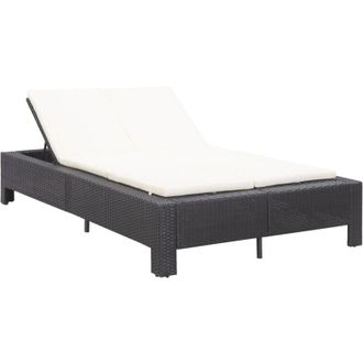 vidaXL 2-Personen-Sonnenliege mit Auflage Schwarz Poly Rattan - Vidaxl