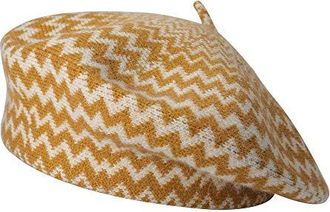 ZLYC Hiver Femmes Classique Francais Chapeau de Béret Couche Double(Rayures Jaune),Taille Unique