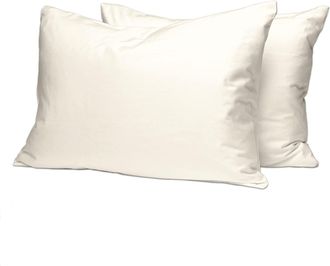 Pizuna Luxuri&ouml;ser Soft-Satin 2er Pack Kissenbezug 50 x 75 cm Neu Elfenbein, 400 Fadenzahl Baumwolle Kissenbez&uuml;ge, 100% Langstapel Baumwolle Nur Kissenbezug (