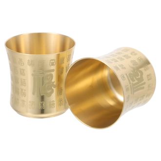 Cabilock 2st&uuml;cke Messingbecher Als Verkostungsbecher Und Kaffeebecher Opferschale Und Weihwasserbecher Teebecher Und Saftbecher Buddhistischer Opferbecher Teeg