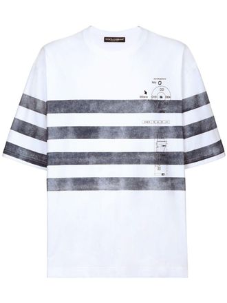 Dolce & Gabbana Gestreiftes T-Shirt - Wei&szlig;