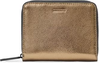 AllSaints Lena Hex - Geldbörse in warmem Messing mit Reißverschluss-Gelb