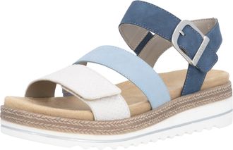 Remonte Keilsandalette REMONTE, Damen, Gr. 43, blau, sanftes wei&szlig;, Lederimitat, Schuhe, Keilabsatz, Sommerschuh, Sandale in veganer Verarbeitung