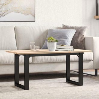 vidaXL Vidaxl - Couchtisch O-Gestell 90x40x45cm Massivholz Kiefer und Stahl
