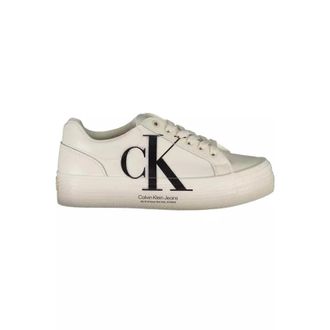 Calvin Klein Femme, Chaussures, Blanc, Taille: 40 EU Baskets &Eacute;co-Chic Blanches avec D&eacute;tails Contrast&eacute;s