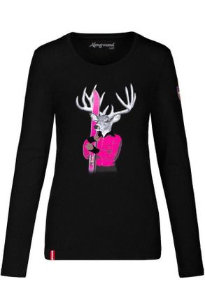 Almgwand Rundhalspullover Longsleeve Damen - D&Uuml;RNSTEINALM - offwei&szlig;/rot, schwarz/brombeer