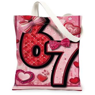 Generic Sacs fourre-tout en toile &agrave; motif de coeurs pour la Saint-Valentin, sacs &agrave; provisions r&eacute;utilisables, l&eacute;gers et lavables, p&ecirc;che, 13x15 Inch