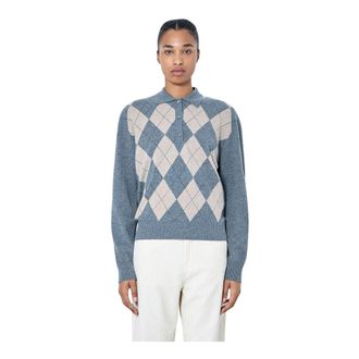 R&oacute;he Argyle Moulin&eacute; Polo - - Tops - Damen - Grau - S