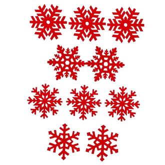 BESPORTBLE 10 St&uuml;ck Schneeflocken Filz Untersetzer 10X10cm Rote Tisch und Hitzeschutzmatten Multifunktional als Weihnachtsdeko und Baumschmuck