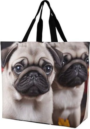 Generic Chiots Carlins Sac Fourre-Tout Grand Sacs De Courses Imperm&eacute;able Sac &Agrave; Bandouli&egrave;re Pour Shopping Universit&eacute; Gym