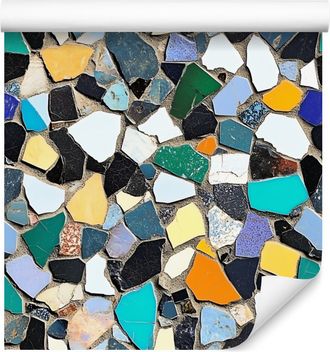 OEM Carta Da Parati A Mosaico Colorata Nei Toni Del Turchese E Del Grigio Per Soggiorno E Camera Da Letto, 50x1000 Cm