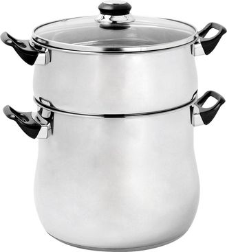 Crealys 504940 Couscous-Topf, 24 cm, 12 l, Edelstahl, mit schwarzem Bakelitgriff