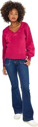 Joe Browns Pull &agrave; col en V Cachemire pour Femme, Coupe d&eacute;contract&eacute;e, Coupe r&eacute;guli&egrave;re, Rose, Rose, 36