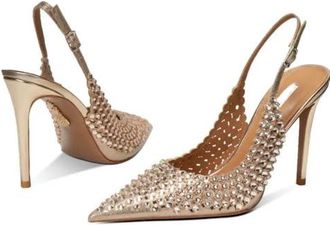 Generic YUJIEBB Talons hauts en diamant pour femme avec une sangle arri&egrave;re &agrave; bouton unique, chaussures de mariage pour les mari&eacute;es, talons fins, sandales &agrave; bo