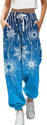 Generic Legging de sport surdimensionn&eacute; pour femme avec imprim&eacute; de No&euml;l 2026, bleu, XXL