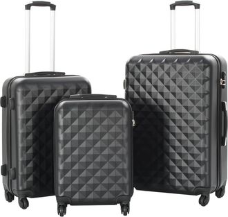 vidaXL Kofferset 3-TLG. Hartschalenkoffer Handgepäck Koffer Rollkoffer Reisekoffer Hartschale Trolley Set Business Reise Schwarz ABS 4 Rollen S M L