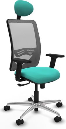 Piqueras y Crespo Schreibtischstuhl mit Zulema-Armlehnen, h&ouml;henverstellbarer Lendenwirbelst&uuml;tze und festem Kopfteil, ausgestattet mit Sincro 3 Positionen und Schneidesc