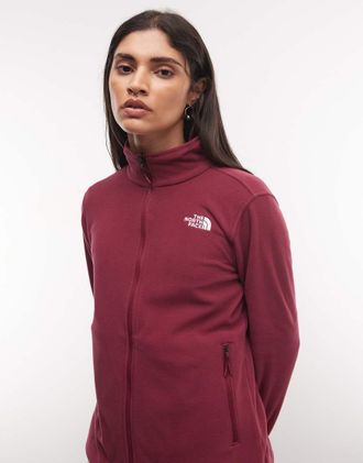 The North Face Glacier Fleece mit durchgehendem Rei&szlig;verschluss in Burgunderrot