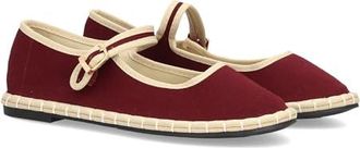 Shoes & Blues Ballerines plates pour femme, design imprim&eacute; uni avec passepoil en contraste, semelle souple et fermeture &agrave; boucle. Id&eacute;al pour le quotidien en mi-sais