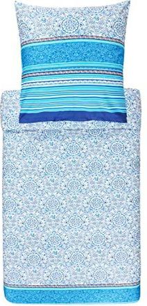 Bassetti Mako-Satin Bettwäsche-Garnitur Arona Farbe Blau B1 Größe 135x200cm+80x80