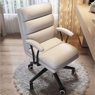 Generic Ergonomischer Bürostuhl, Schreibtischstuhl mit Lendenwirbelstütze, Lederbezug, Belastbarkeit 300 kg, Computerstuhl mit Armlehnen und Rollen