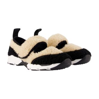 Marni Womens Shearling & Suede Sneaker Beige