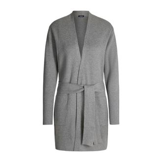 Joop Baumwoll- und Seidenjacke mit G&uuml;rtel - - Knitwear - Damen - Grau - S