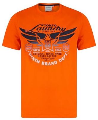 Tokyo Laundry Westwood T-shirt &agrave; col rond en jersey de coton imprim&eacute; graphique vintage pour homme, Puffins Bill Orange, M