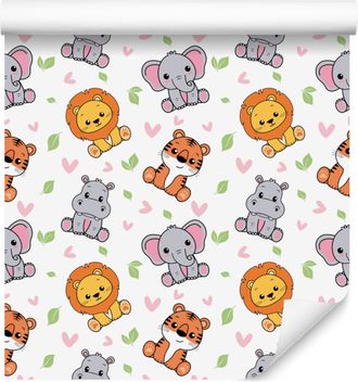 OEM Carta Da Parati Con Animali, Bianca, Grigio Chiaro E Oro, Per Soggiorno E Camera Da Letto, 50x1000