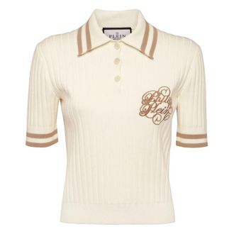 Philipp Plein Knit Polo - - Tops - Damen - Wei&szlig; - L