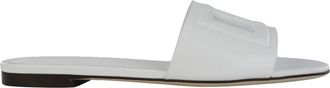 Dolce & Gabbana Sandalen - White Leather Dg Millennials Slides - Gr. 38,5 (EU) - in Wei&szlig; - f&uuml;r Damen