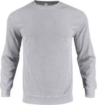 Generic Sweat uni pour homme 2026 - T-shirt thermique &agrave; col rond pour homme fabriqu&eacute; &agrave; partir de tissu tricot&eacute; robuste pour homme - Chemise thermique &agrave; manche