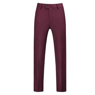 Generic Pantalon de costume pour homme, pantalon habillé uni, coupe droite, pantalon de costume décontracté, pantalon daffaires confortable, léger, avec bouto