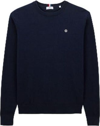 Serge Blanco Pull Maximus col Rond en Coton et Laine Bleu foncé - Mode Homme