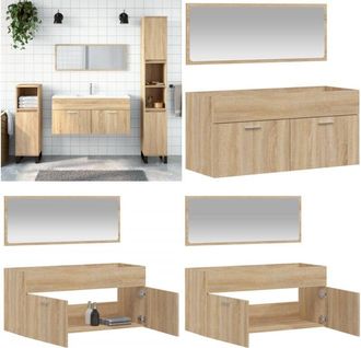 vidaXL Vidaxl - Armoire de bain avec miroir chêne sonoma bois dingénierie - Meuble De Salle De Bain - Armoire De Salle De Bain - Miroir Mural - Rangement
