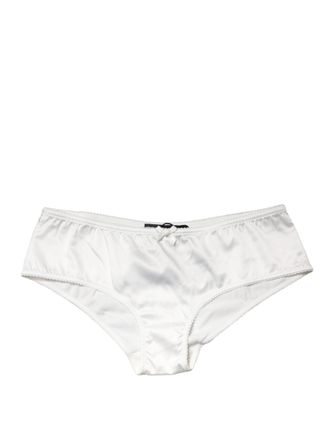 Dolce & Gabbana Womens White Silk Stretch Mid Waist Brief Panty Underwear Elastane Clothing
