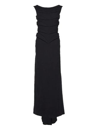 Jil Sander robe longue &agrave; design pliss&eacute; - 990 BLACK