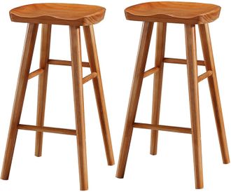 Generic Industrielle Barhocker in Tresenh&ouml;he mit Holzsitz und Fu&szlig;st&uuml;tze, 66/76 cm hoch, f&uuml;r K&uuml;chentheke, Hausbar, Esszimmer