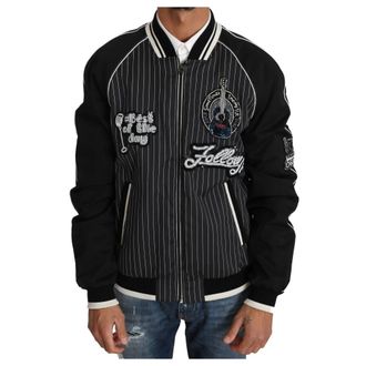 Dolce & Gabbana Paillettenverzierte Schwarze Bomberjacke - - Jackets - Herren - Schwarzk - XL
