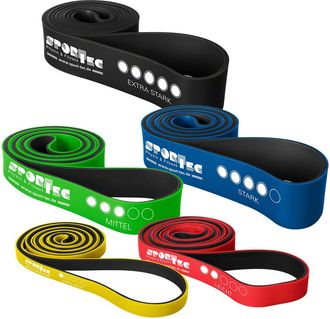 Sport-Tec Powerband aus Latex, Set 5-tlg., 104 cm, 5 Stärken
