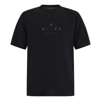 Gucci Baumwoll-Jersey-T-Shirt mit Devor&eacute;-Detail - - Tops - Herren - Schwarzk - S