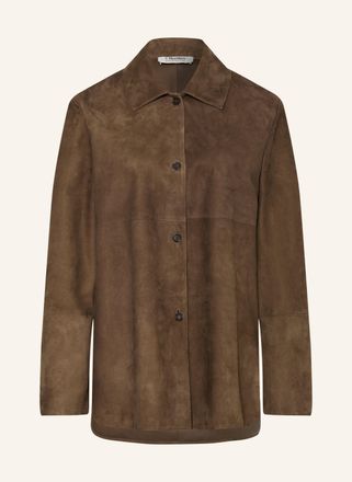 Max Mara Leder-Overshirt Gocce braun