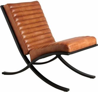 Aubry Gaspard Aubry Gaspard - Fauteuil en cuir de buffle pleine fleur et métal