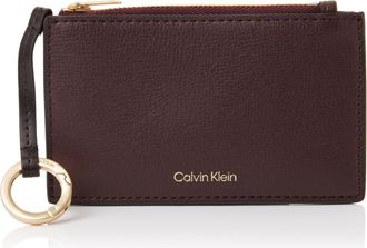Calvin Klein Damen Foil Logo Top Zip Cardcase Lv04f1090g Kartenhalter, Red (Fudge/Espresso)