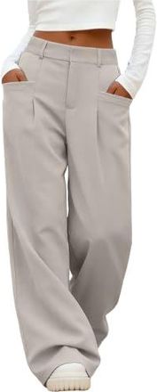 Generic Pantalon de costume pour femme - Pantalon large - D&eacute;contract&eacute; - Taille haute - Avec poches - &Eacute;l&eacute;gant - Pantalon extensible - Pour le bureau, les loisi