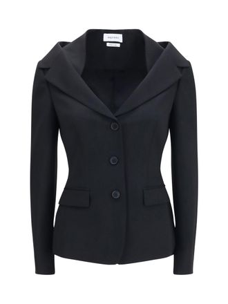 Alexander McQueen Womens Jacket Off-Shoulder Black Merino Wool